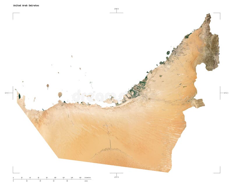 United Arab Emirates Shape on White. Low-res Satellite Stock ...