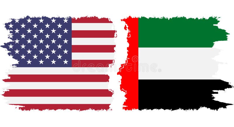 United Arab Emirates and USA Grunge Flags Connection Vector Stock ...
