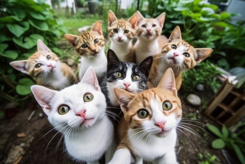 United Cats Family on the Garden-plot Stock Image - Image of cats ...