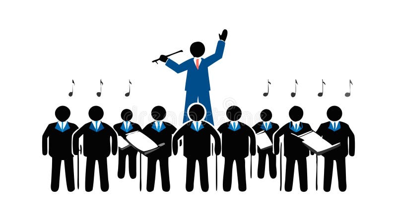 United Choir Performance: Group Singing with Conductor, Vector Design ...