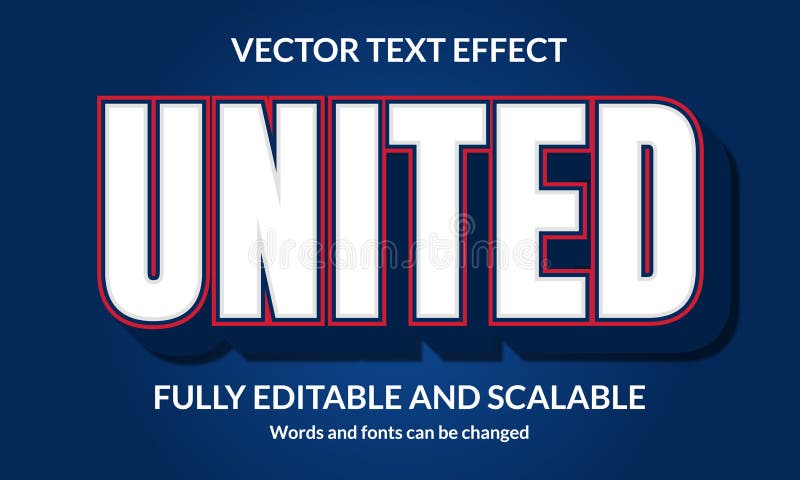 United Editable 3D Text Style Effect Stock Vector - Illustration of ...