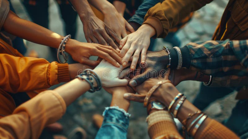 The United Group Hands. AI Generated Stock Image - Image of embrace ...