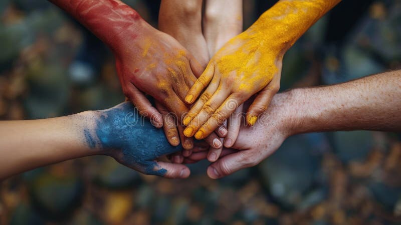 United Hands Painted in Different Colors Stock Illustration ...