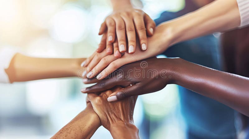 United Hands Symbolize Teamwork and Collaboration, Showcasing Unity and ...