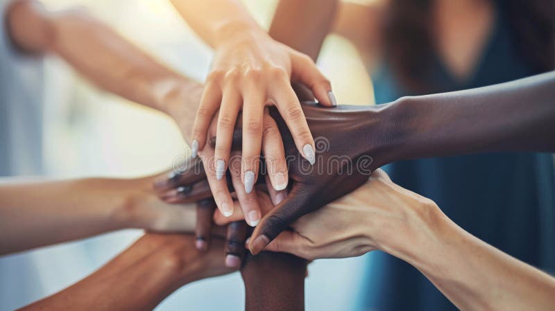 United Hands Symbolize Teamwork and Collaboration, Showcasing Unity and ...