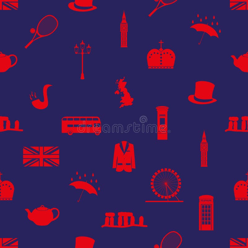 United Kingdom Country Theme Symbols Seamless Pattern Eps10 Stock ...