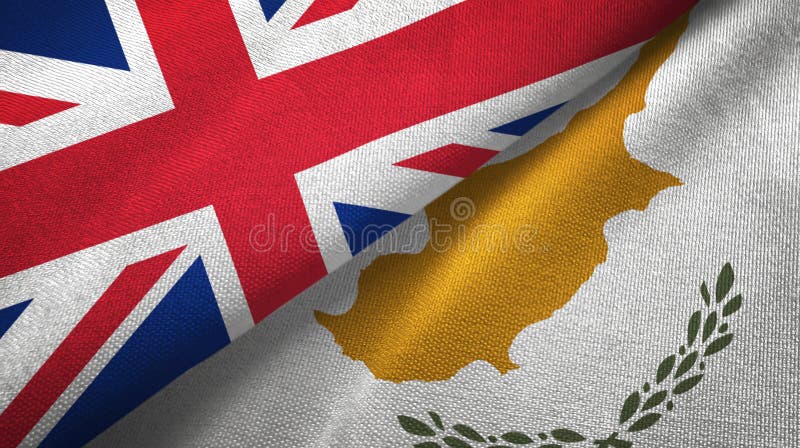 United Kingdom and Cyprus Two Flags Textile Cloth, Fabric Texture Stock ...