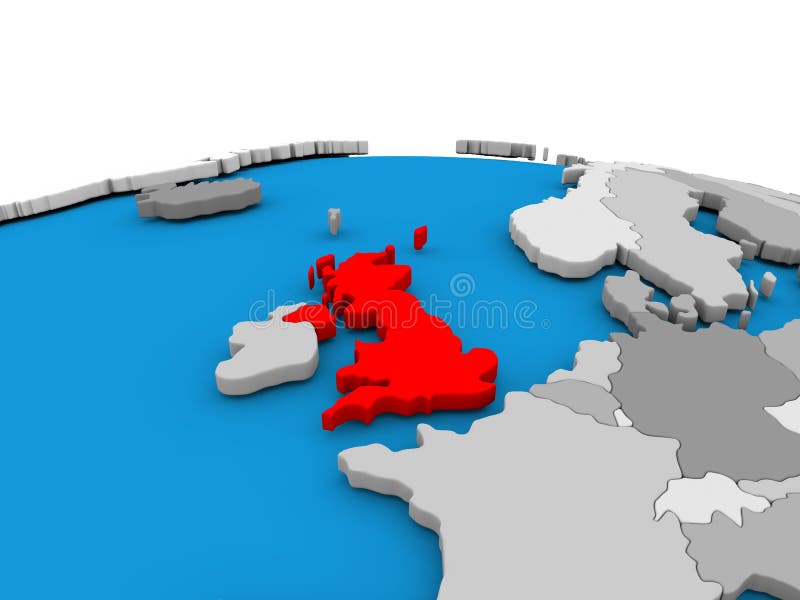 United Kingdom on Globe in Red Stock Illustration - Illustration of ...