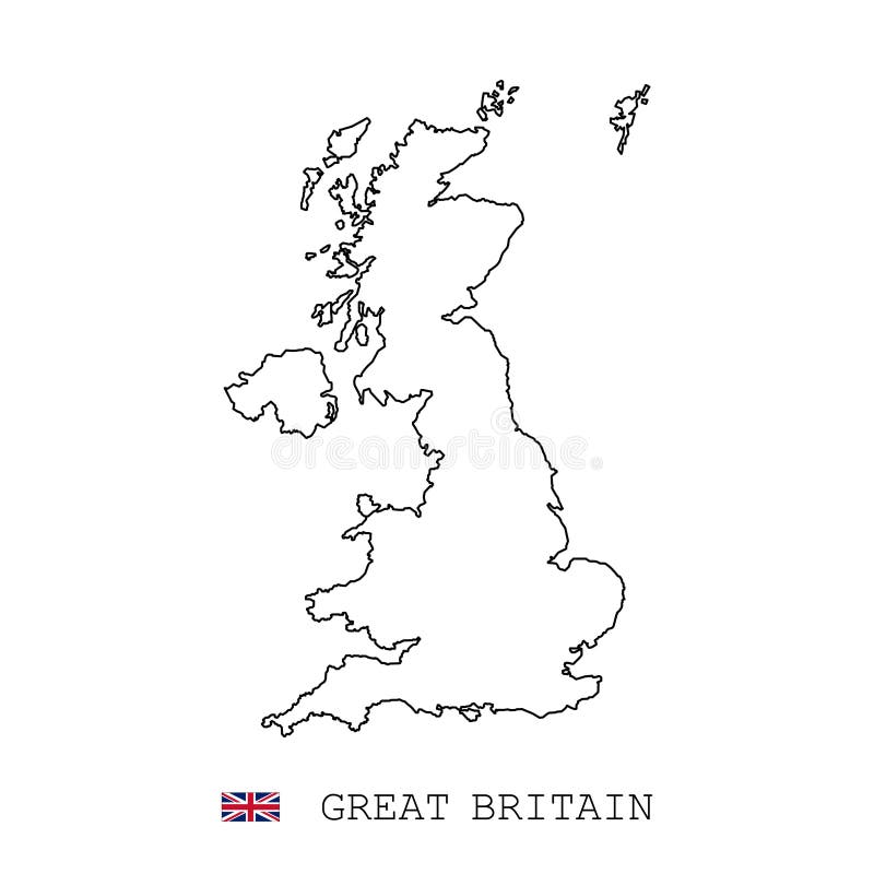 United Kingdom Great Britain Map Line, Linear Thin Vector. United ...