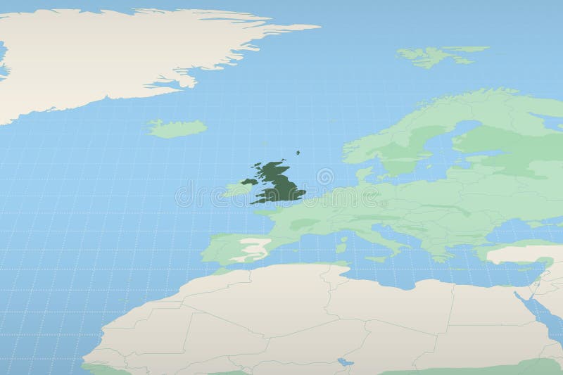 United Kingdom Highlighted on a Detailed Map, Geographic Location of ...