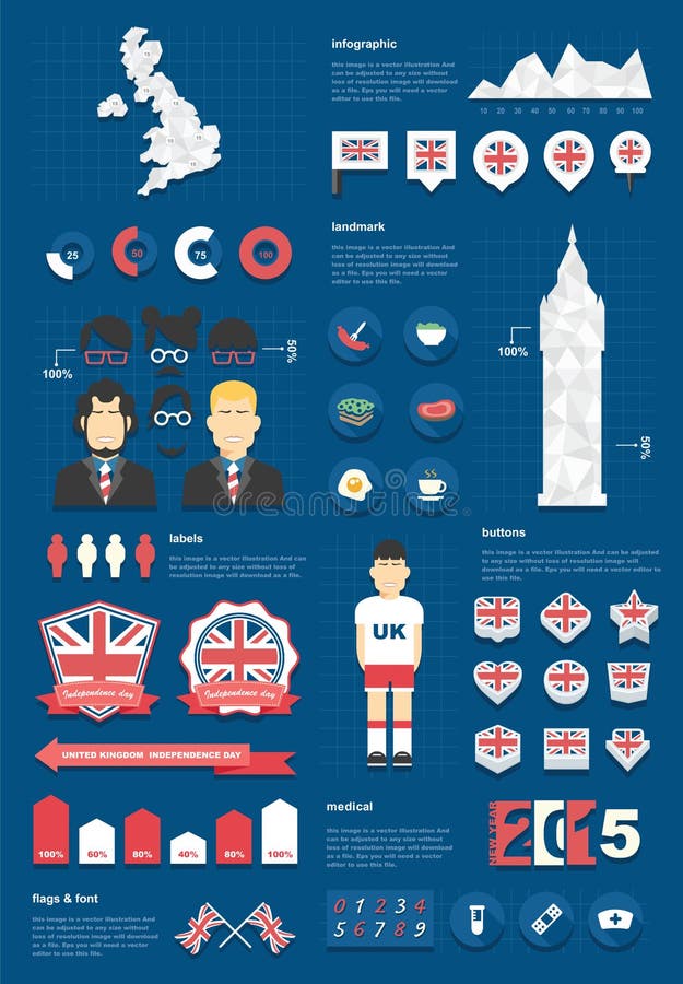 United Kingdom Infographic Set Stock Illustration - Illustration of ...