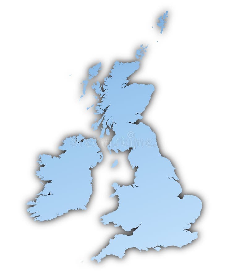 Great Britain Map with Shadow Stock Illustration - Illustration of high ...