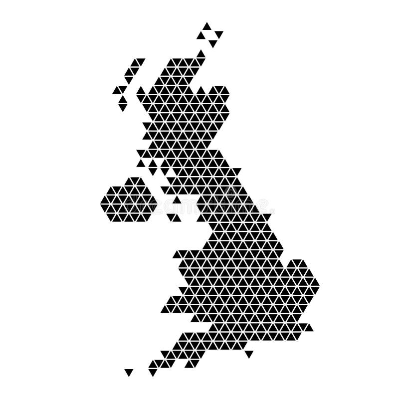 United Kingdom Map Abstract Schematic from Black Triangles Repeating ...