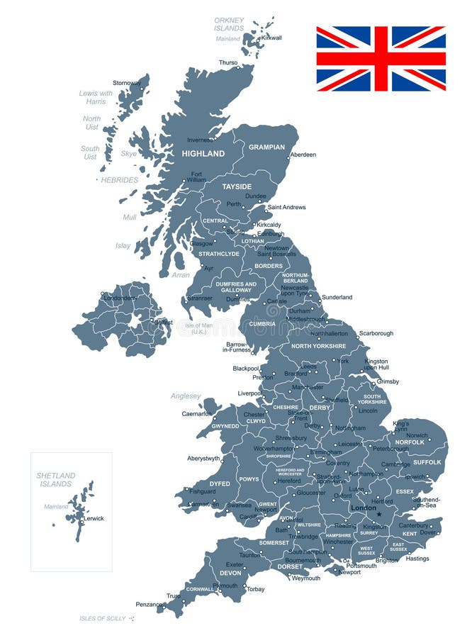 United Kingdom - Map and Flag Illustration Stock Illustration ...