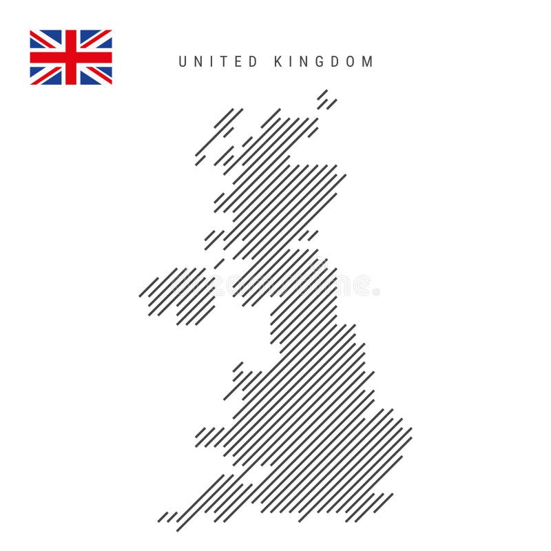 United Kingdom Map from Pattern of Black Slanted Parallel Lines. Flat ...