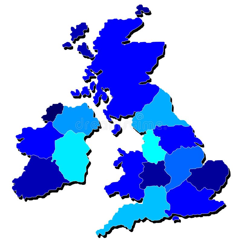 United Kingdom Map in Shades of Blue Stock Vector - Illustration of ...