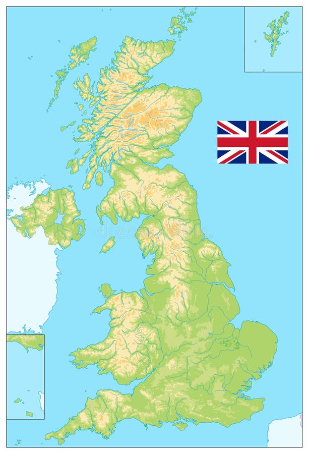 United Kingdom Physical Map Stock Vector - Illustration of detailed ...