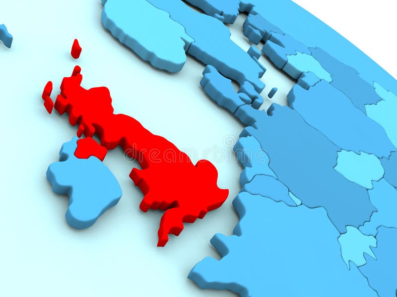 United Kingdom in Red on Blue Globe Stock Illustration - Illustration ...