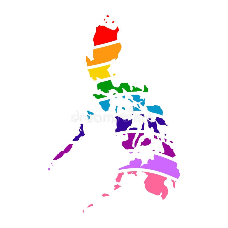 Philippines Swoosh Silhouette Rainbow Map Stock Vector - Illustration ...