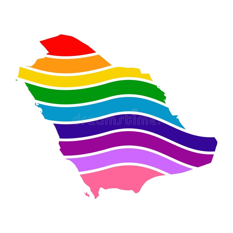 Saudi Arabia Swoosh Silhouette Rainbow Map Stock Vector - Illustration ...