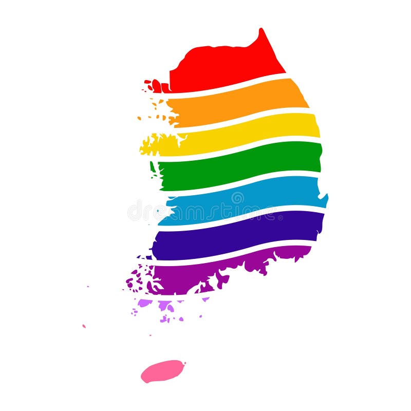 South Korea Swoosh Silhouette Rainbow Map Stock Vector - Illustration ...