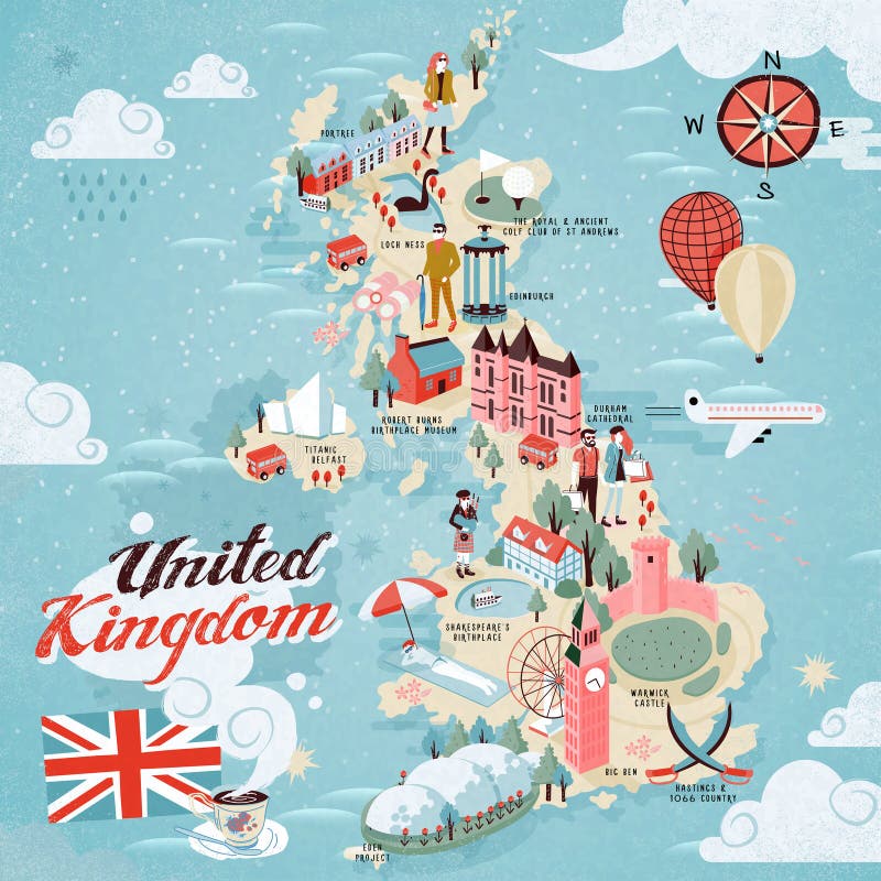 Map of London with Landmarks Stock Illustration - Illustration of ...