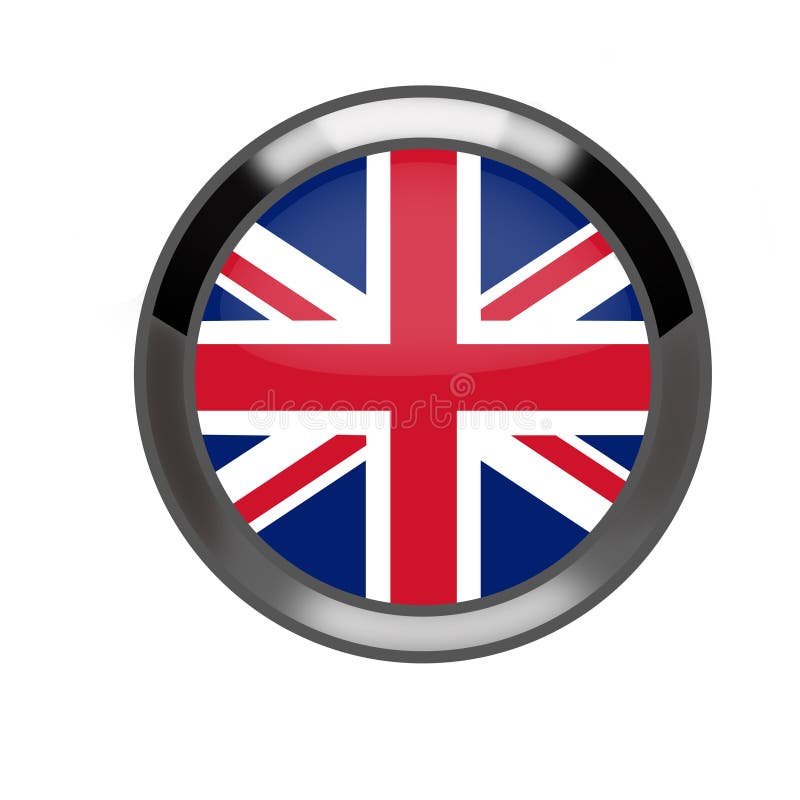 UK flag button for web stock illustration. Illustration of reflection ...