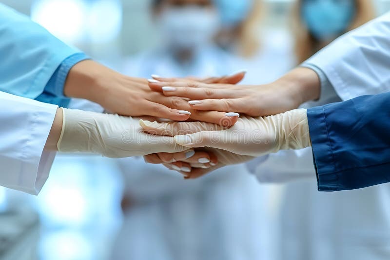 United Multiethnic Medical Professionals Stacking Hands Success Stock ...