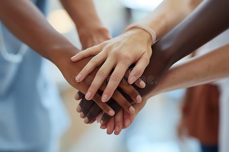 United Multiethnic Medical Professionals Stacking Hands Success Stock ...