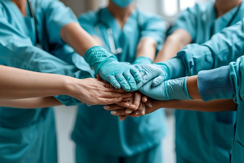 United Multiethnic Medical Professionals Stacking Hands Success Stock ...