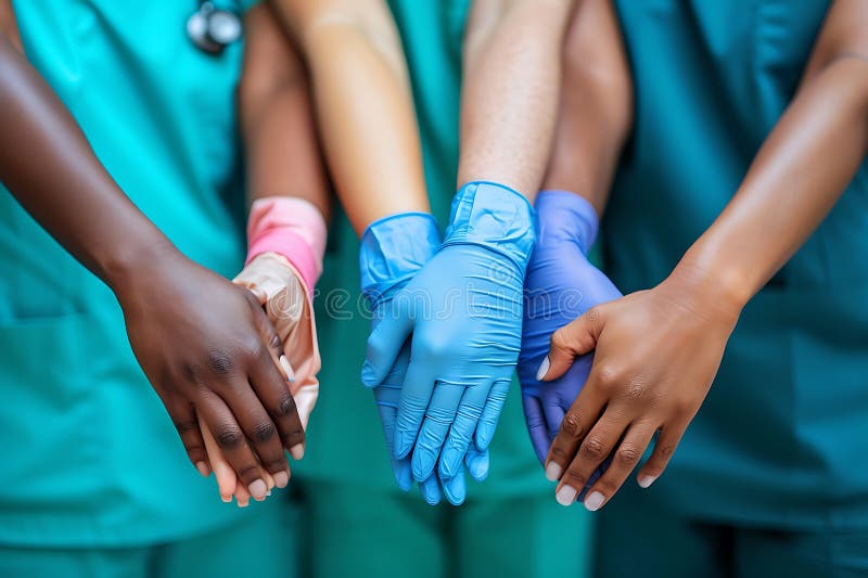 United Multiethnic Medical Professionals Stacking Hands Success Stock ...