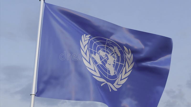United Nations Flag Background. Design. Realistic Blue Flag Waving in ...