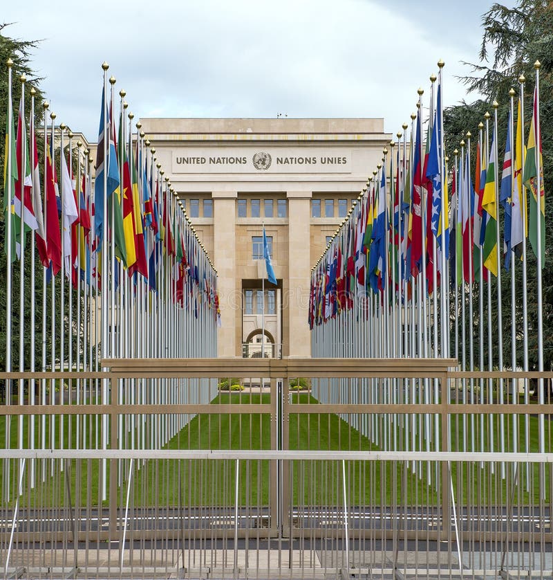 United Nations in Geneva: Entrance Editorial Stock Photo - Image of ...