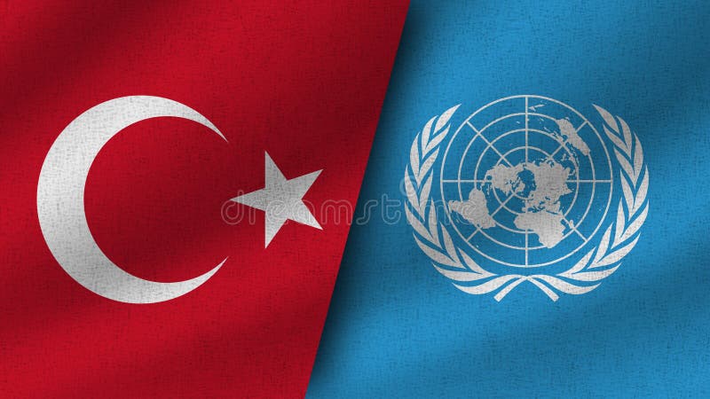 United Nations and Turkey Realistic Two Flags Together Stock ...