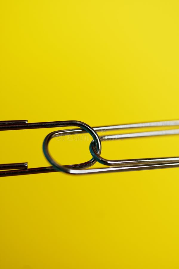 United Office Paper Clips on a Yellow Background. Office Tools Stock ...