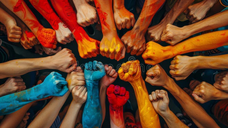 United we Stand Diverse Hands with Colors Celebrate Unity, Support, and ...