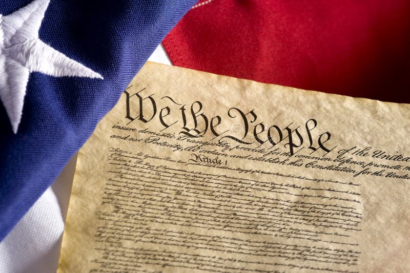 The United States Constitution on a Wooden Desk Stock Image - Image of ...