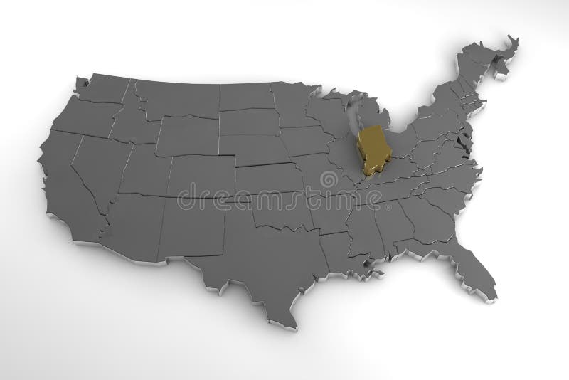 Indiana Red Highlighted in Map of the United States of America Stock ...