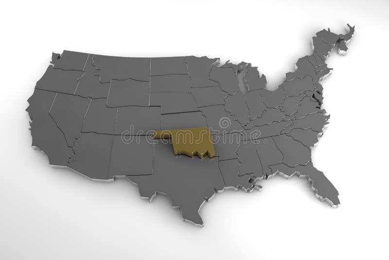 Oklahoma Red Highlighted in Map of the United States of America Stock ...