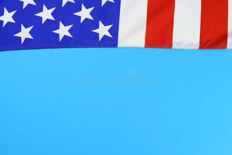 United States of America Flag on a Blue Background with Space for Text ...