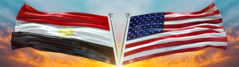 United States of America Flag and Egypt Flag Stock Illustration ...