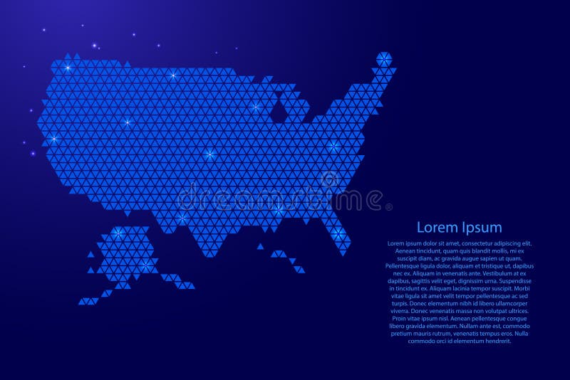 United States of America USA Map Abstract Schematic from Blue Triangles ...