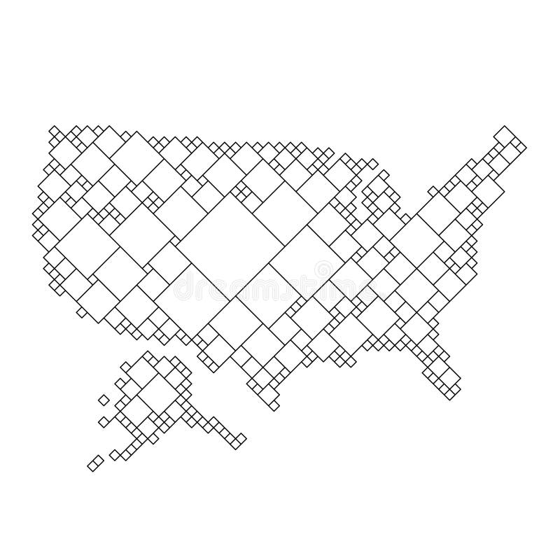 United States of America, USA Map from Black Pattern from a Grid of ...