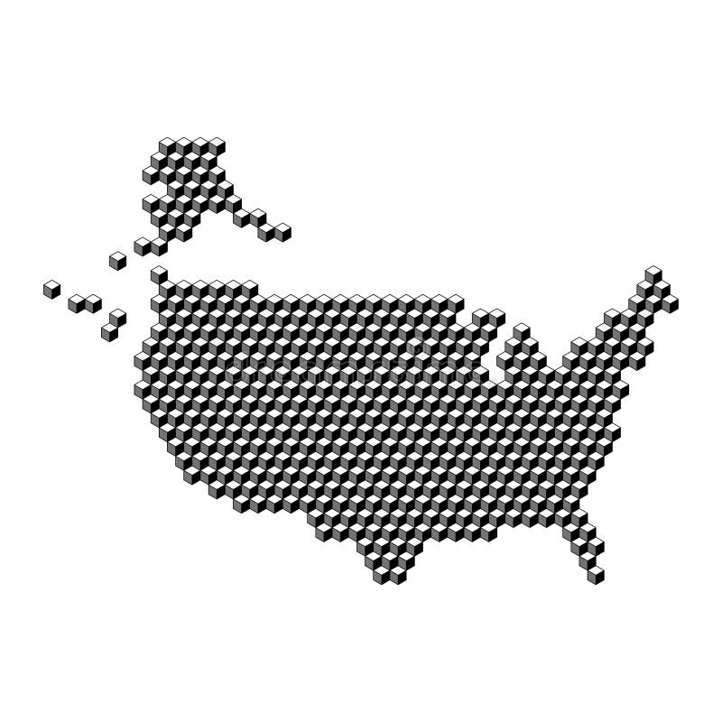 United States of America USA Map from 3D Black Cubes Isometric Abstract ...