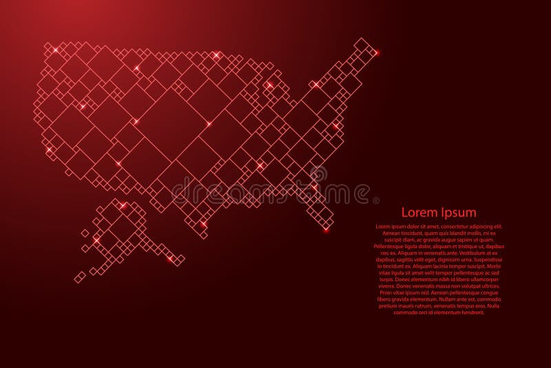 United States of America, USA Map from Red Pattern from a Grid of ...