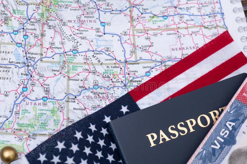 United States of America Visa Document, with Flag and US Map in the ...