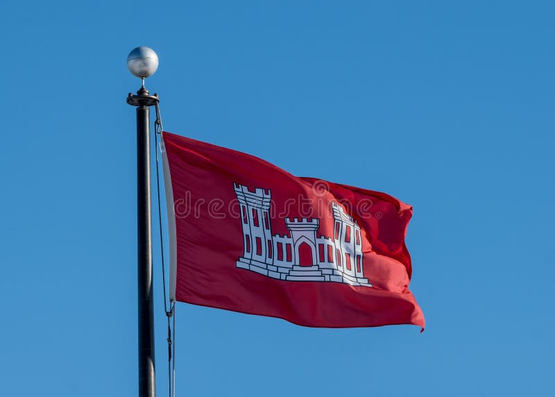 U.S. Army Corps of Engineer Flag Stock Photo - Image of flagpole ...