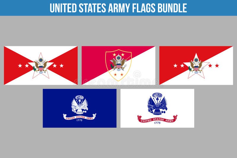 United States Army Flags Bundle Vector Illustration Premium Quality ...