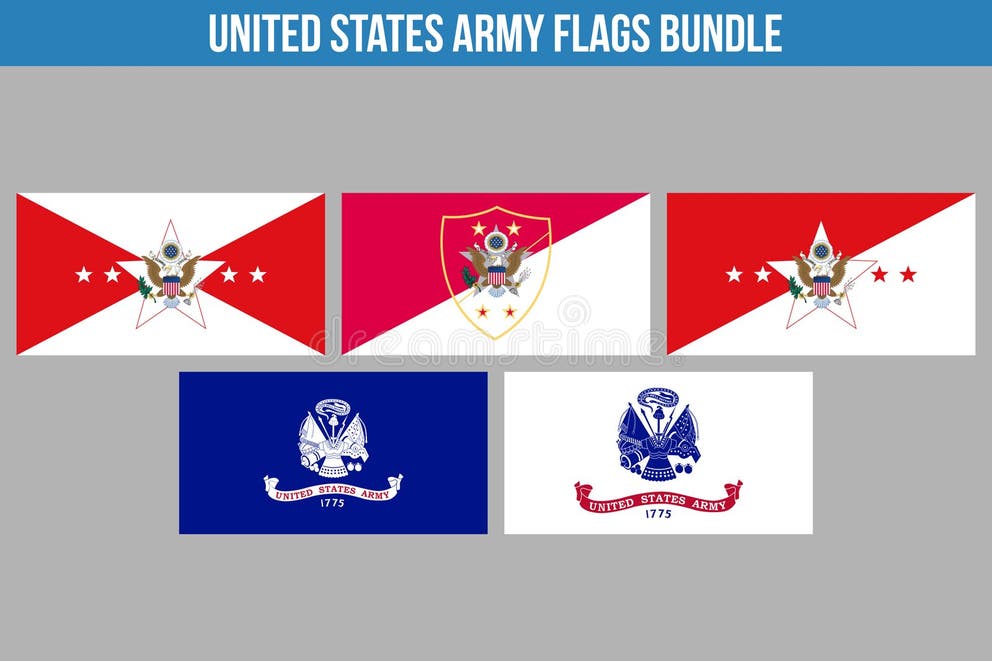 United States Army Flags Bundle Vector Illustration Premium Quality ...