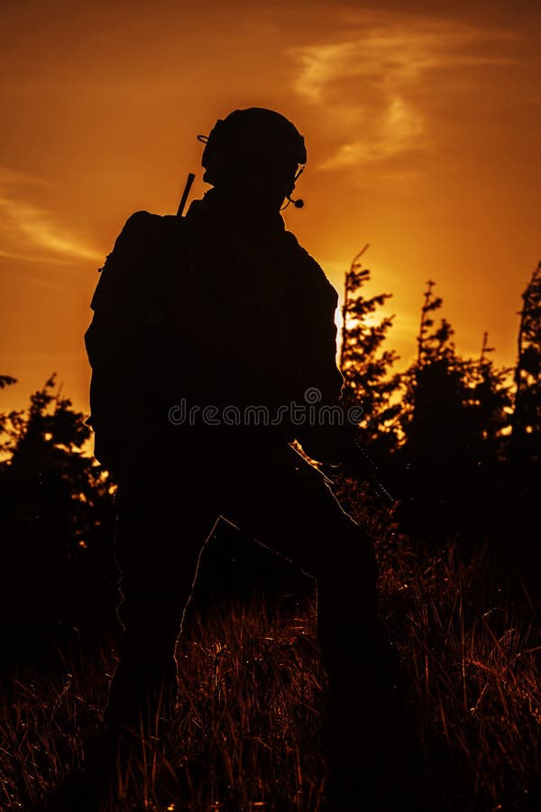 Silhouette of United States Army Ranger Stock Photo - Image of american ...